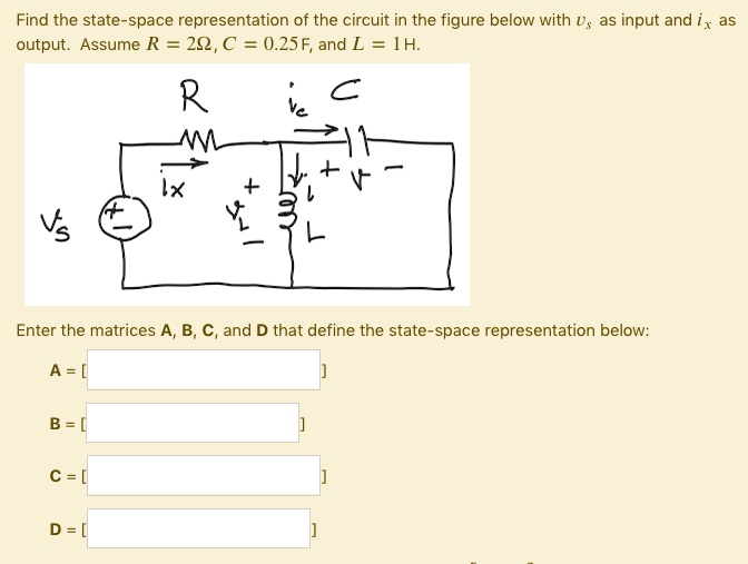 Find the state-space representation of the circuit in the figure below ...