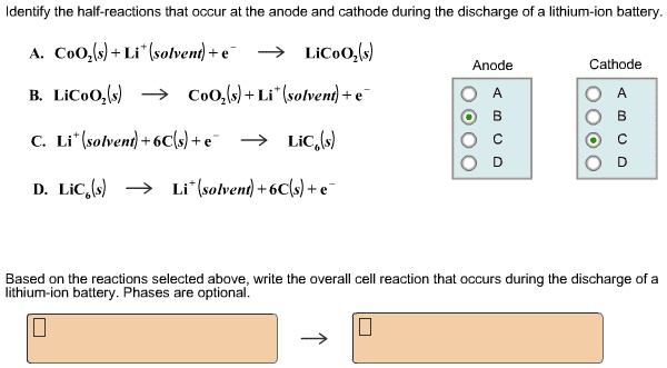 SOLVED: Identify the half-reactions that occur at the anode and cathode ...