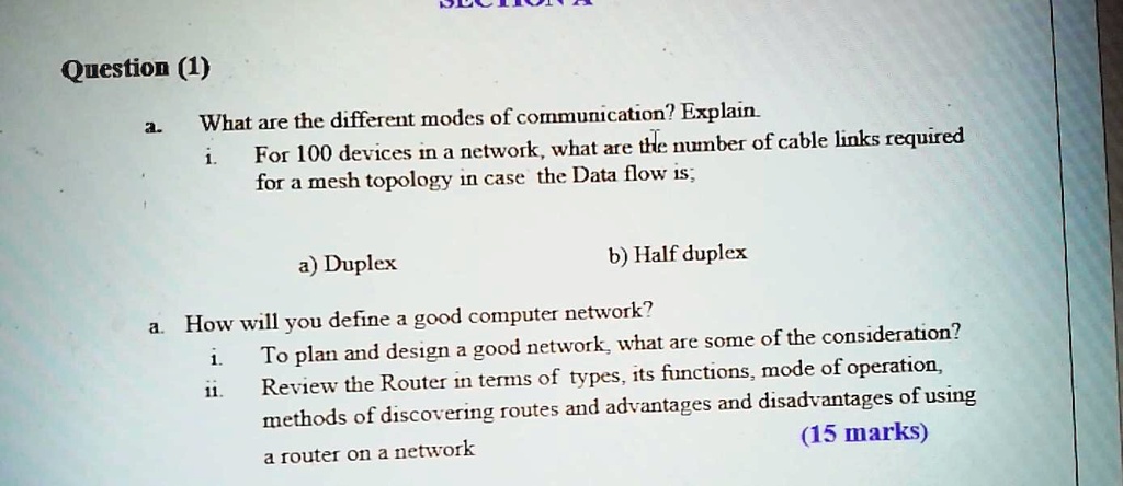 SOLVED: Question (1) a. What are the different modes of communication ...