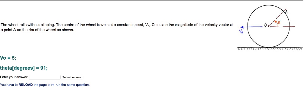 SOLVED: The wheel rolls without slipping. The center of the wheel travels at a constant speed ...