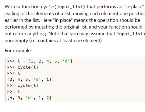 olease use grok write a function cycleinputlist that performs anin ...
