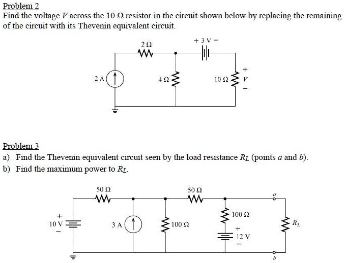 SOLVED: Problem 2 Find the voltage V across the 10 Q resistor in the circuit shown below by ...