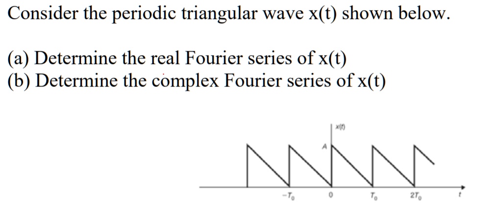 SOLVED: Consider the periodic triangular wave x(t) shown below. (a ...