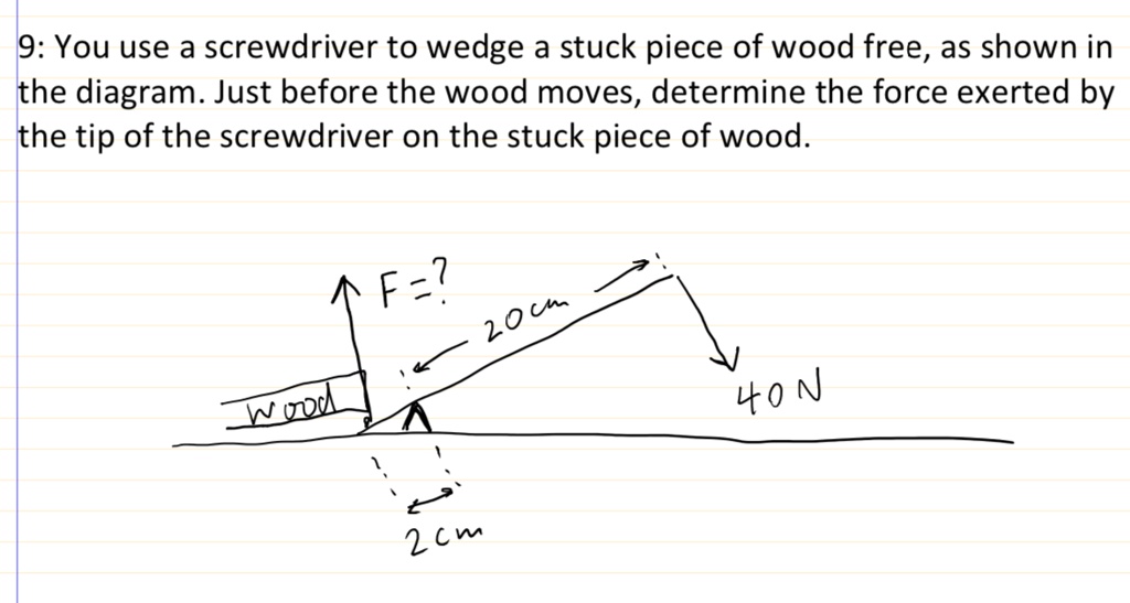 SOLVED: 9: You use a screwdriver to wedge a stuck piece of wood free ...