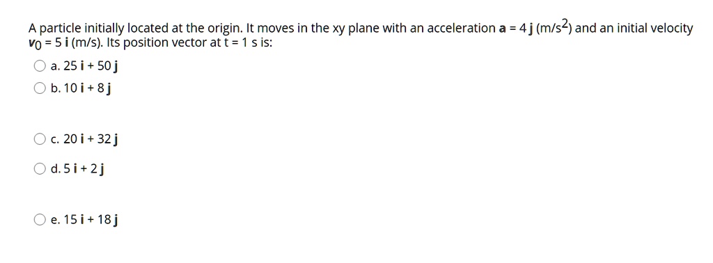 SOLVED: Particle initially located at the origin. It moves in the xy plane with an acceleration ...