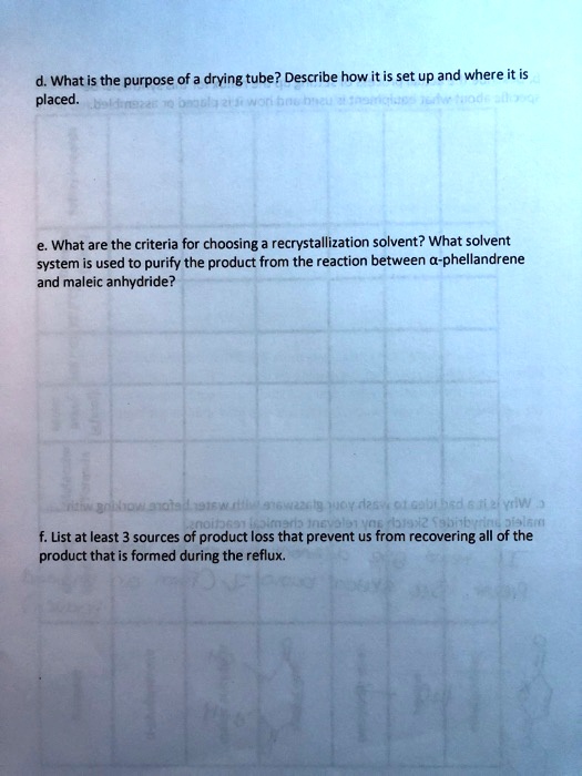 SOLVED: d. What is the purpose of a drying tube? Describe how it is set ...