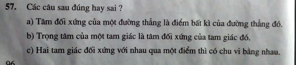 Solved 57 CÃ¡c CÃ¢u Sau Ä‘Ãºng Hay Sai A TÃ¢m Ä‘á‘i Xá©ng Cá§a