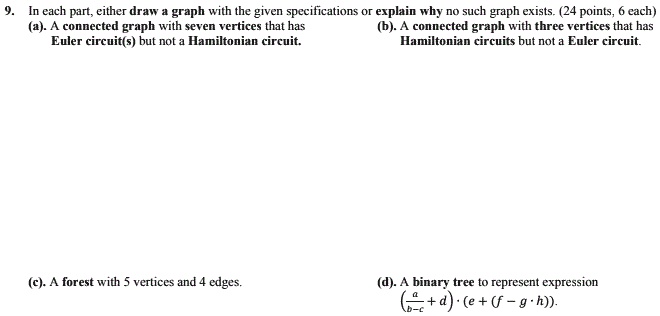 Solved In Each Part Either Draw Graph With The Given Specifications Or Explain Why No Such