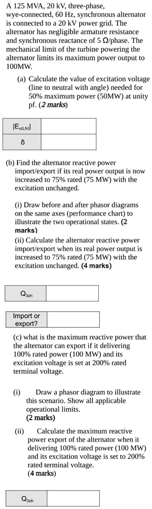 a 125 mva 20 kv three phase wye connected 60 hz synchronous alternator ...
