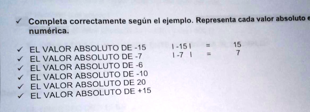 SOLVED: Completa correctamente según el ejemplo. Representa cada valor ...