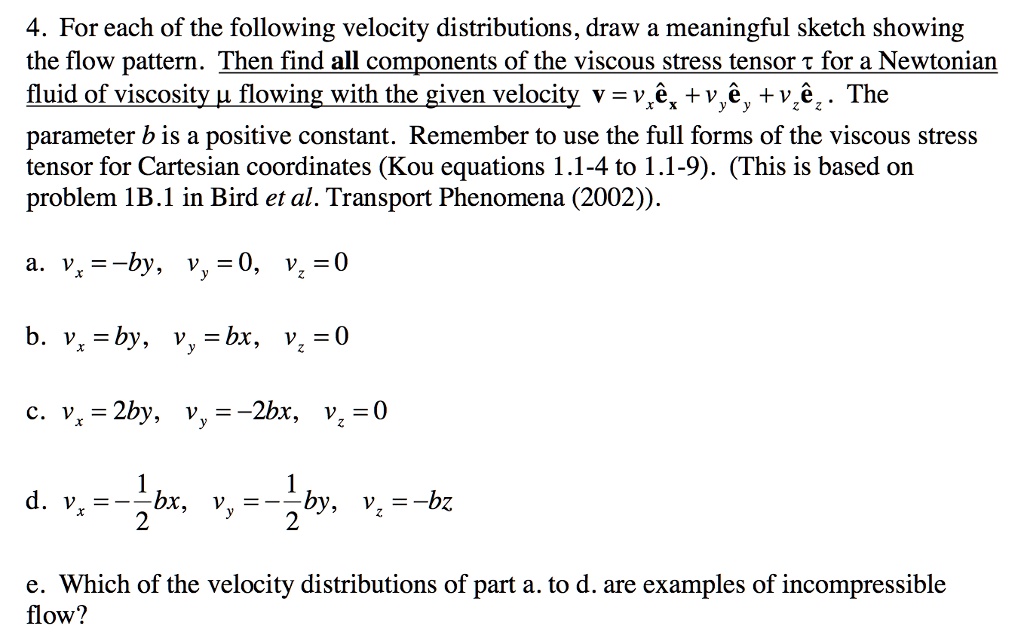 SOLVED: 4. For each of the following velocity distributions, draw a ...