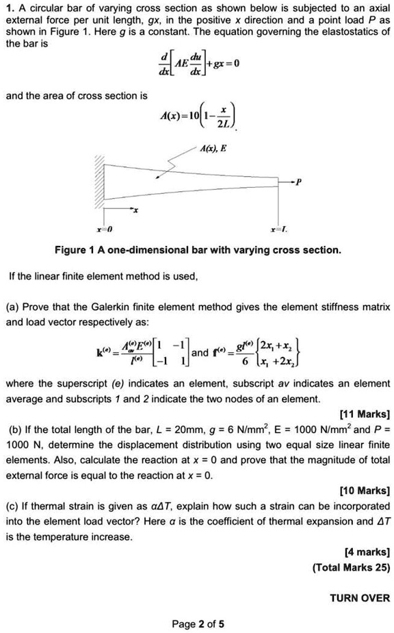 SOLVED: A circular bar of varying cross section, as shown below, is subjected to an axial ...
