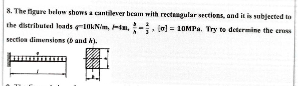 8. The figure below shows a cantilever beam with rectangular sections ...