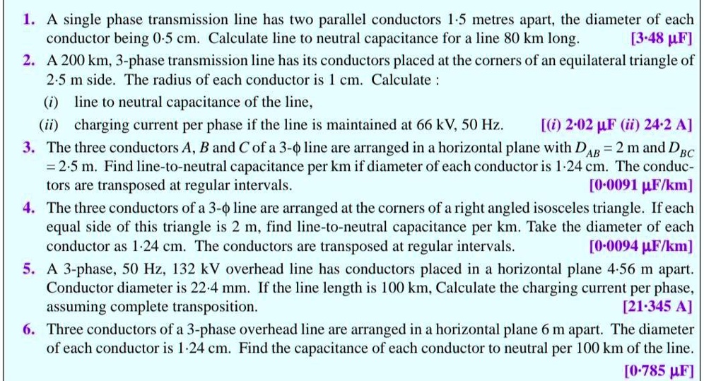 SOLVED: A single-phase transmission line has two parallel conductors 1. ...