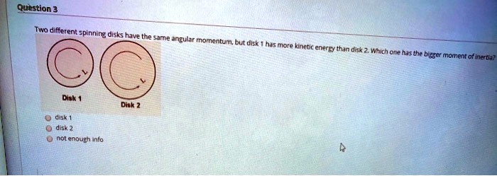 SOLVED: Question 3 Two - 'different spinning disks have the same angular momentum disk ha5 (ore ...