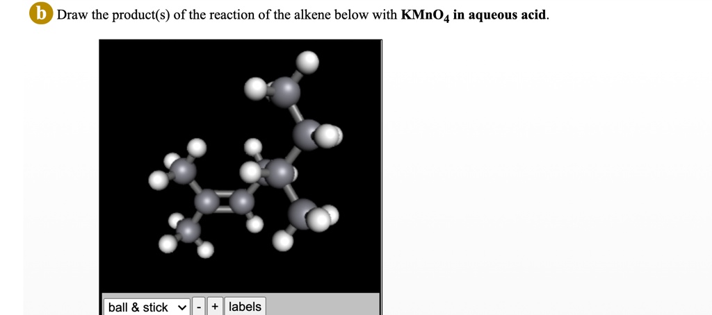 b Draw the product(s) of the reaction of the alkene below with KMnO4 in ...