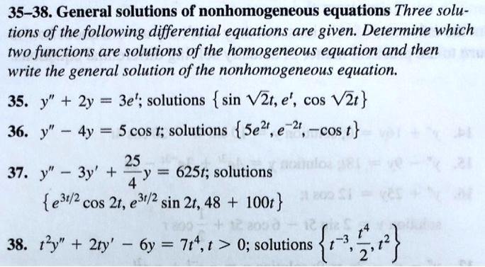 35 38 general solutions of nonhomogeneous equations three solu tions of ...