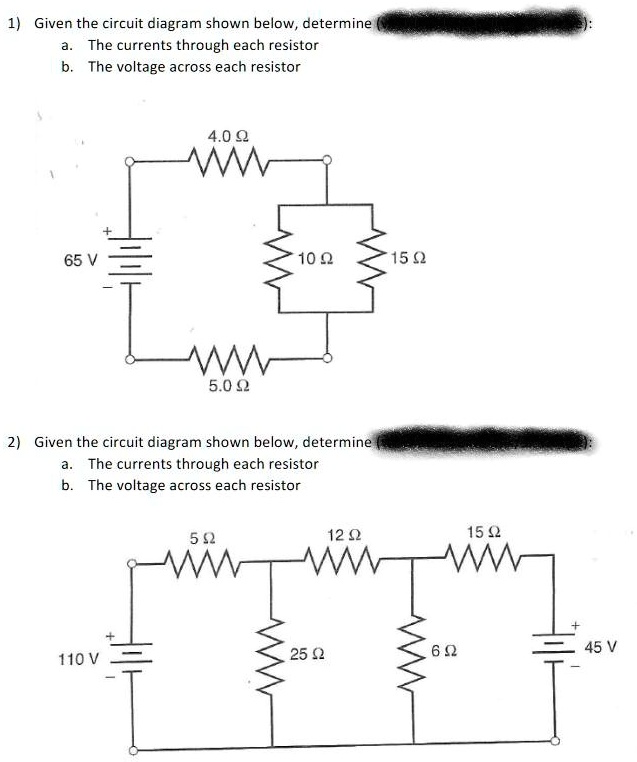 SOLVED: Given the circuit diagram shown below, determine The currents ... SOLVED: Given the circuit diagram shown below, determine The currents ...