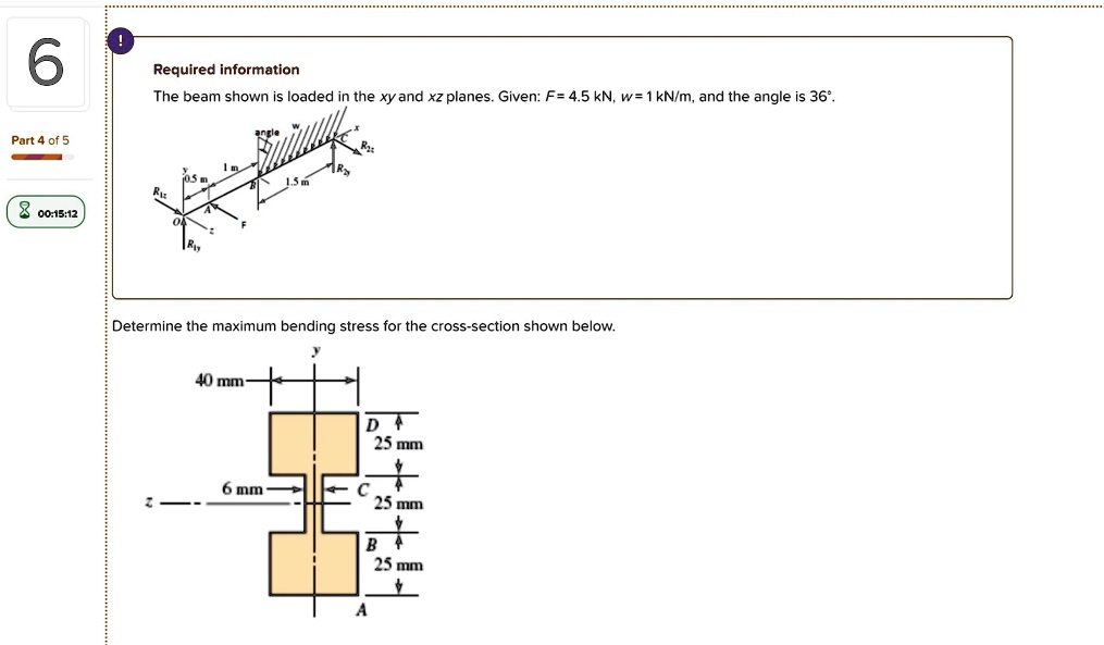 6 Required information The beam shown is loaded in the xy and xz planes ...