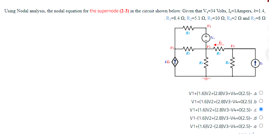 SOLVED: Using Nodal analysis, the nodal equation for the supernode (2-3 ... SOLVED: Using Nodal analysis, the nodal equation for the supernode (2-3 ...