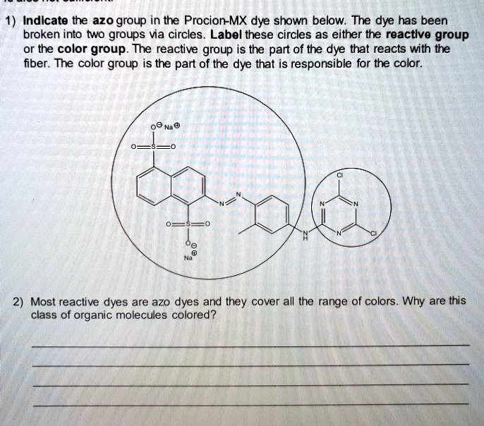 SOLVED:Indicate the azo group in the Procion-MX dye shown below: The ...