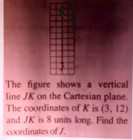 The figure shows a vertical line JK on the Cartesian plane. The ...