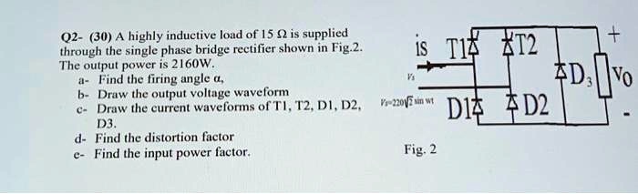 SOLVED: A highly inductive load of 15 2 is supplied through the single ...