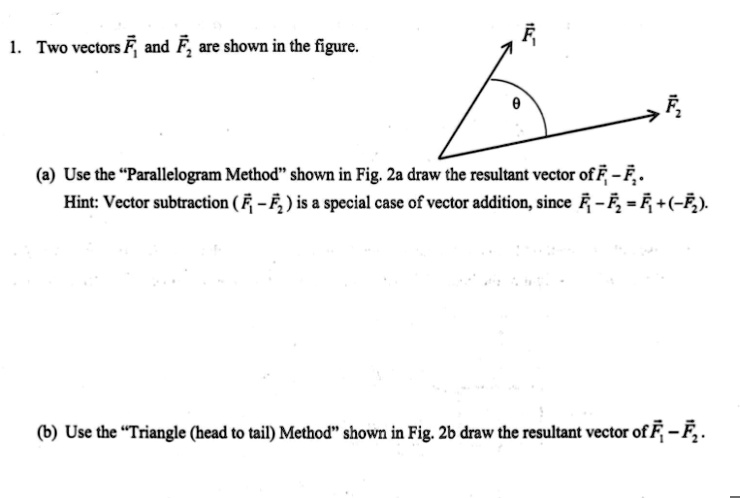 1. Two vectors F⃗1⃗ and F⃗2⃗ are shown in the figure. (a) Use the ...