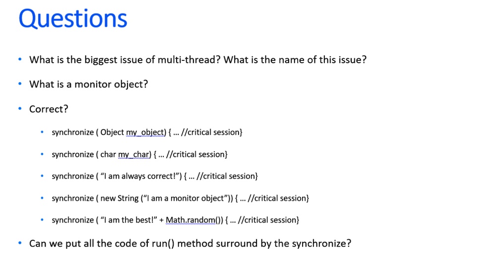 SOLVED: Texts: Answers What is the biggest issue of multi-thread? What is the name of this issue ...