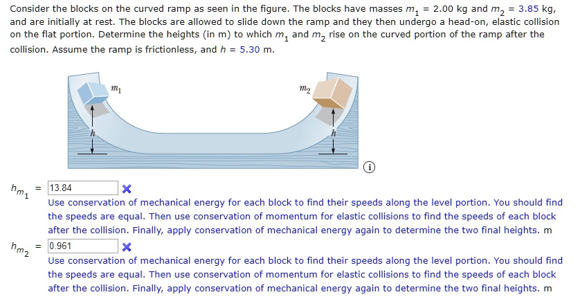 SOLVED: Consider the blocks on the curved ramp as seen in the figure The blocks have masses m 2. ...