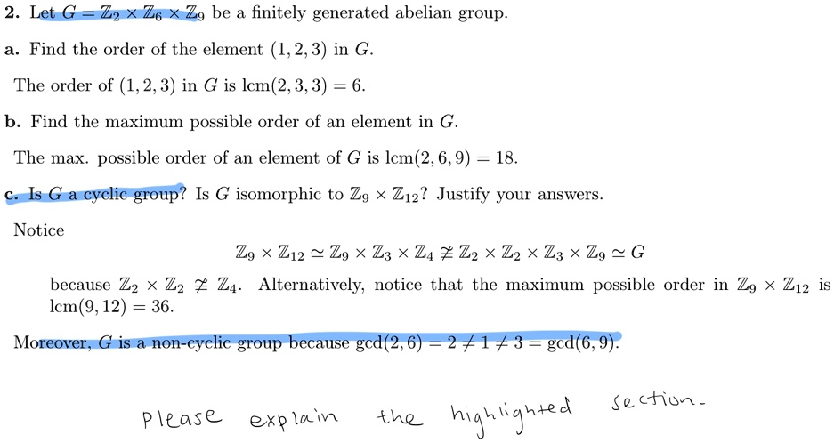 [GET ANSWER] let g zz z6 zg be finitely generated abelian group find the order of the element ...