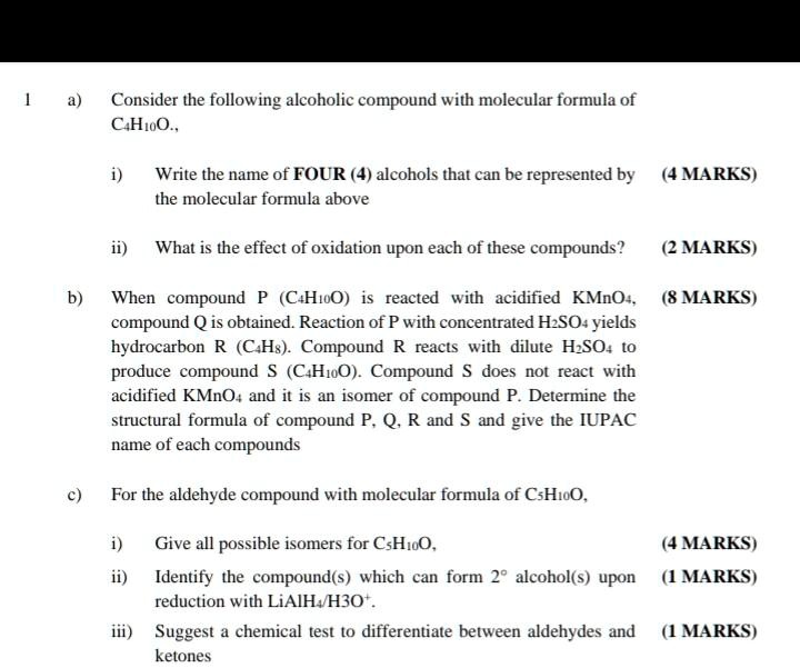 consider the following alcoholic compound with molecular formula of ...