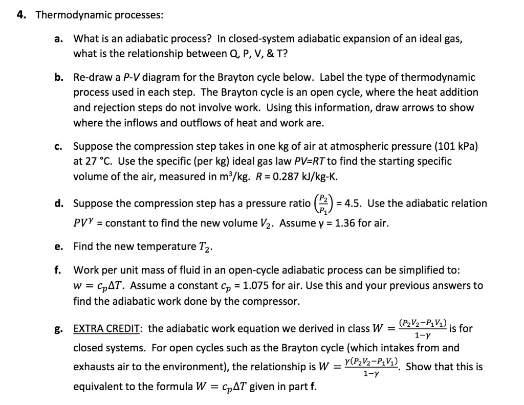 SOLVED: 4. Thermodynamic processes: a. What is an adiabatic process? In ...