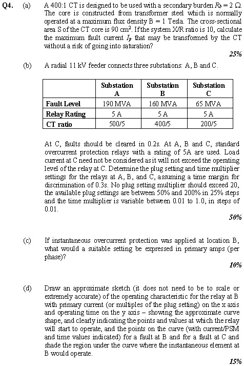 SOLVED: Q4. (a) A400:1 CT is designed to be used with a secondary ...