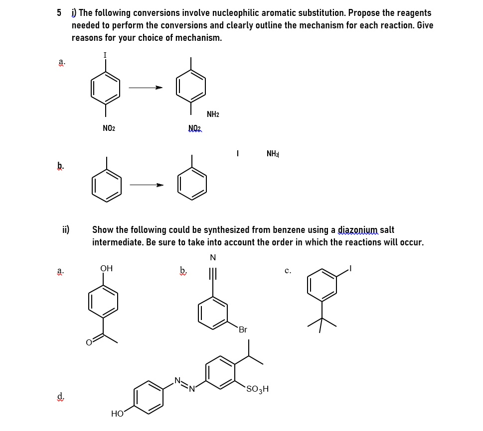 SOLVED: 0) The following conversions involve nucleophilic aromatic substitution. Propose the ...