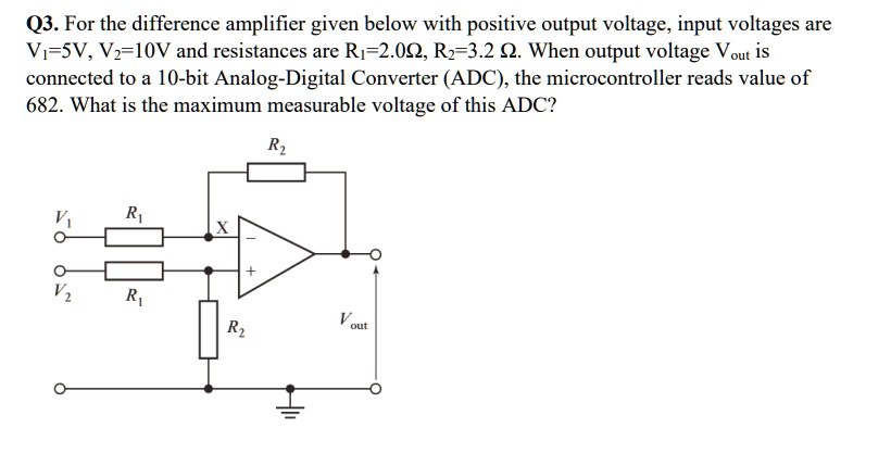 Solved For The Difference Amplifier Given Below With Positive Output Voltage Input Voltages