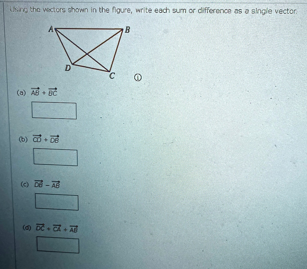 [GET ANSWER] using the vectors shown in the figure write each sum or ...