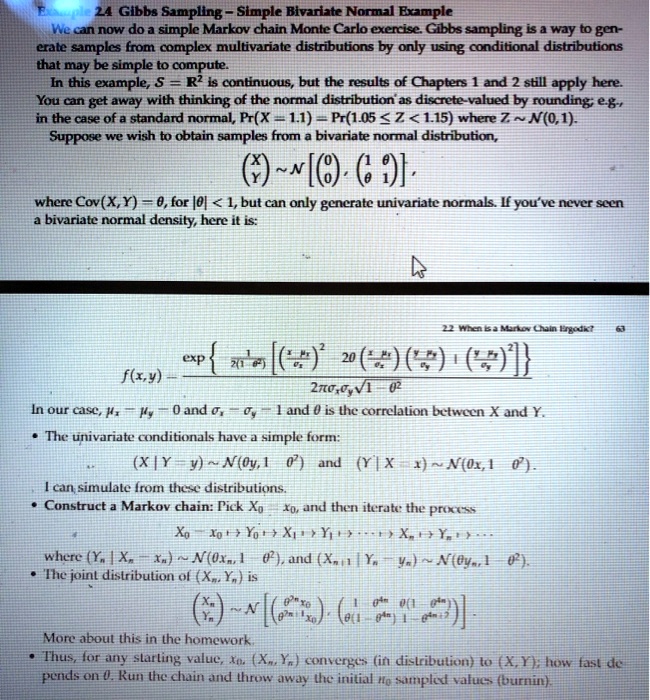 Solved 24 Gibbs Sampling Simple Bivariate Normal Bxamplc Me Can Now Do 4 Simplc Markov Chain