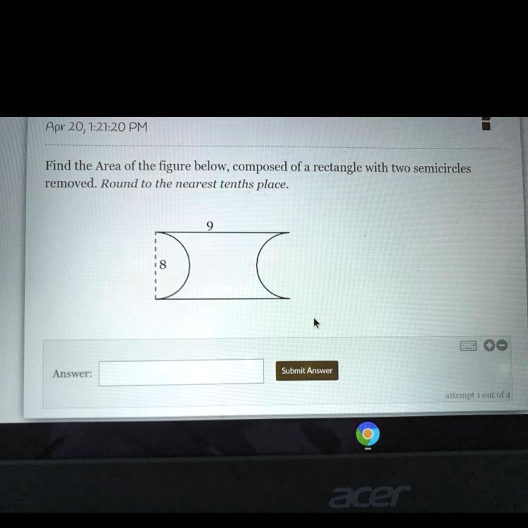 SOLVED: Please, I need HELP!!!!!!!! Apr 20, 1:21:20 PM Find the area of ...