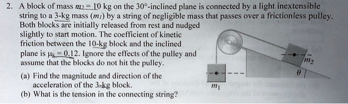 SOLVED: A block of mass m = 10 kg on the 30Â°-inclined plane is ...