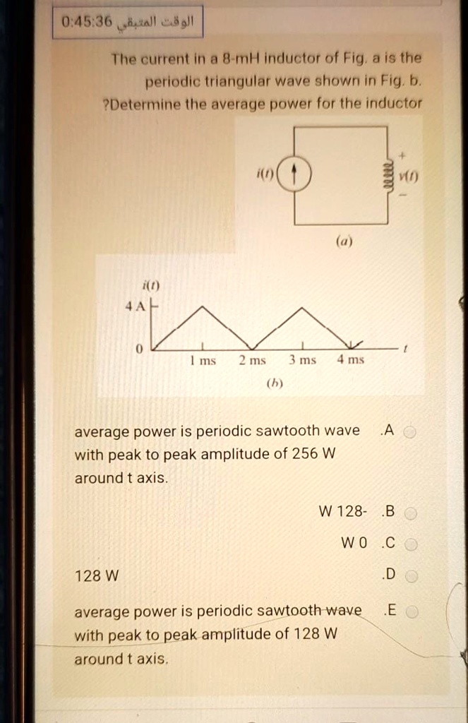 SOLVED: 0.45.36 all e8l The current in an 8 mH inductor of Fig. a is ...