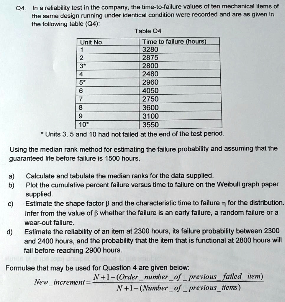 SOLVED: '04. In a reliability test in the company, the time-to-failure ...