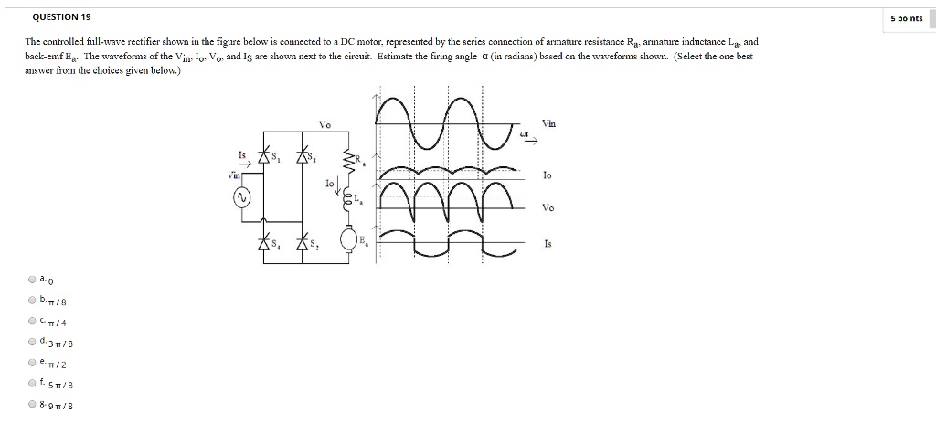 SOLVED: QUESTION 19 5 points The controlled full-wave rectifier shown ... SOLVED: QUESTION 19 5 points The controlled full-wave rectifier shown ...