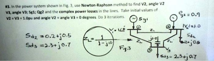 SOLVED: In the power system shown in Fig. 3, use the Newton-Raphson ...