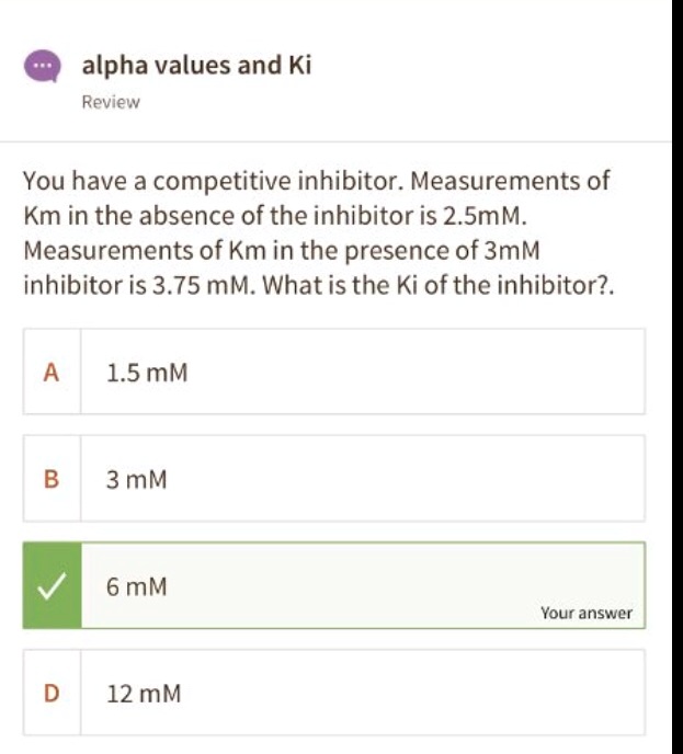 SOLVED:alpha values and Ki Review You have a competitive inhibitor ...