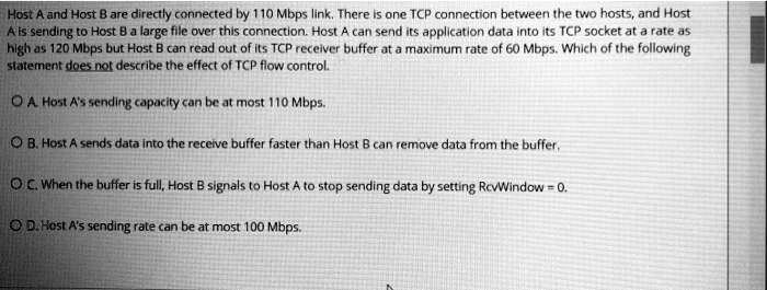 SOLVED: Text: Wireless Networks Host A and Host B are directly connected by a 110 Mbps link ...