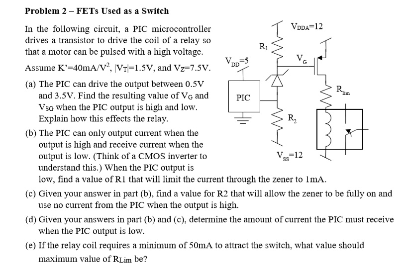 problem 2 fets used as a switch in the following circuit a pic microcontroller drives a ...