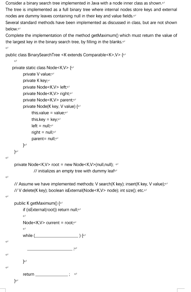 Solved Consider A Binary Search Tree Implemented In Java With A Node 5482