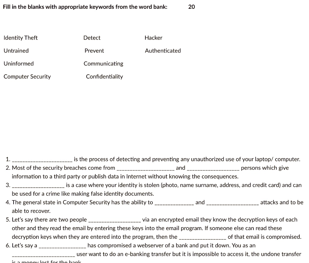 SOLVED: Identity Theft is the process of detecting and preventing any ...