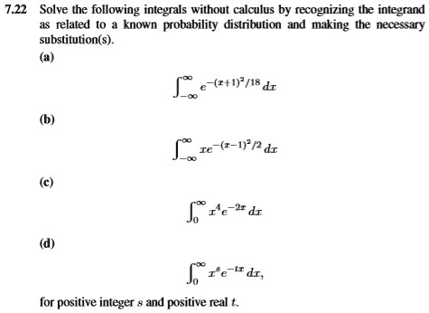 722 solve the following integrals without calculus by recognizing the integrand as related t0 ...